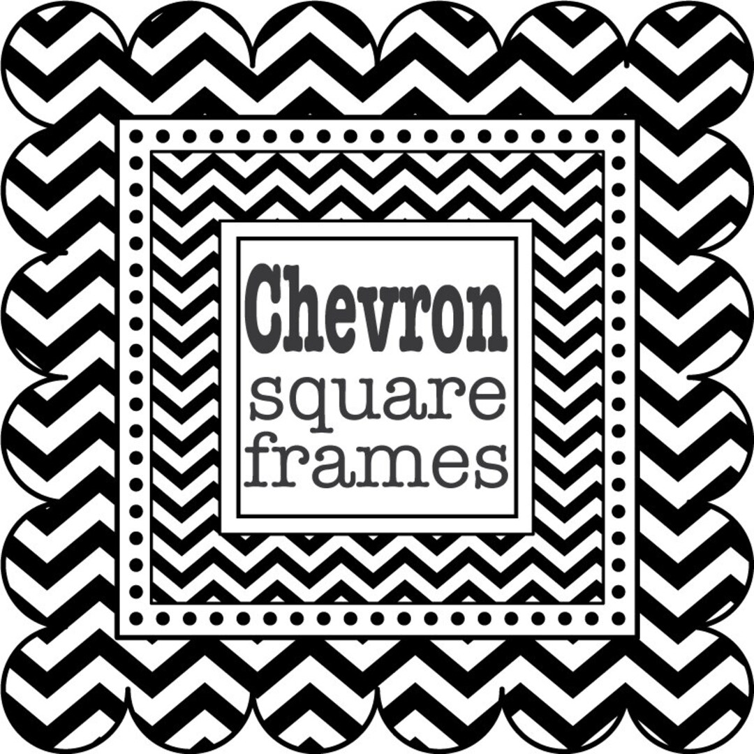 Square Frames in Chevron - Digital Clip Art - Black and White - Etsy
