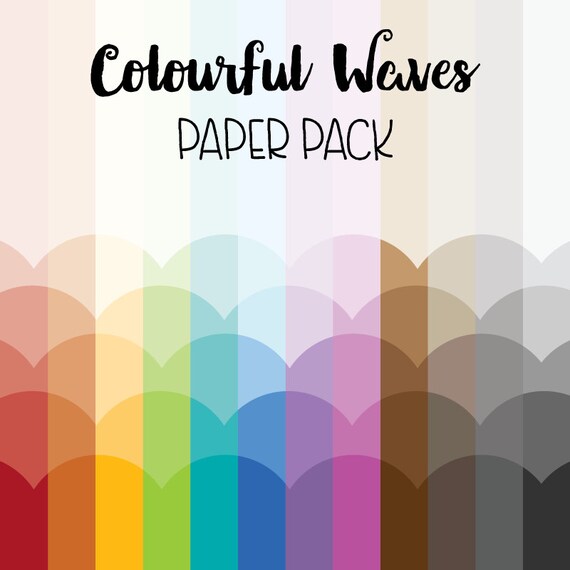 Colourful Waves Background Paper Pack 12 Colour Themed | Etsy
