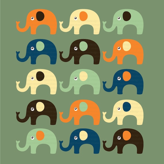 Modern Elephant Clip Art