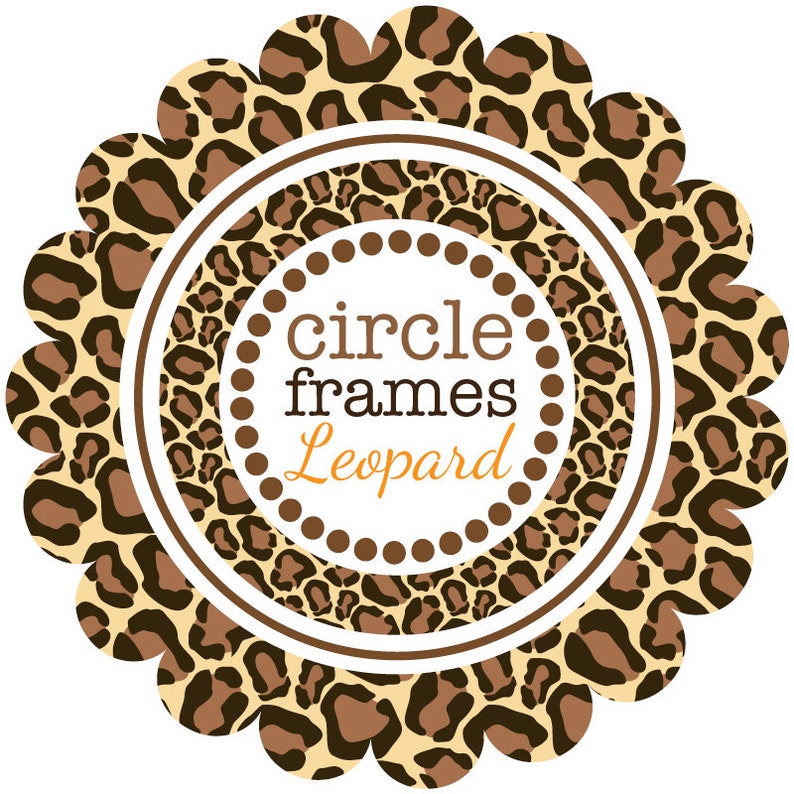 Circle Frames in Leopard Pattern Digital Clip Art | Etsy