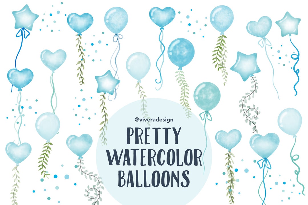 Blue Green Watercolor Balloon Clip Art - Decoration Ideas for Parties ...