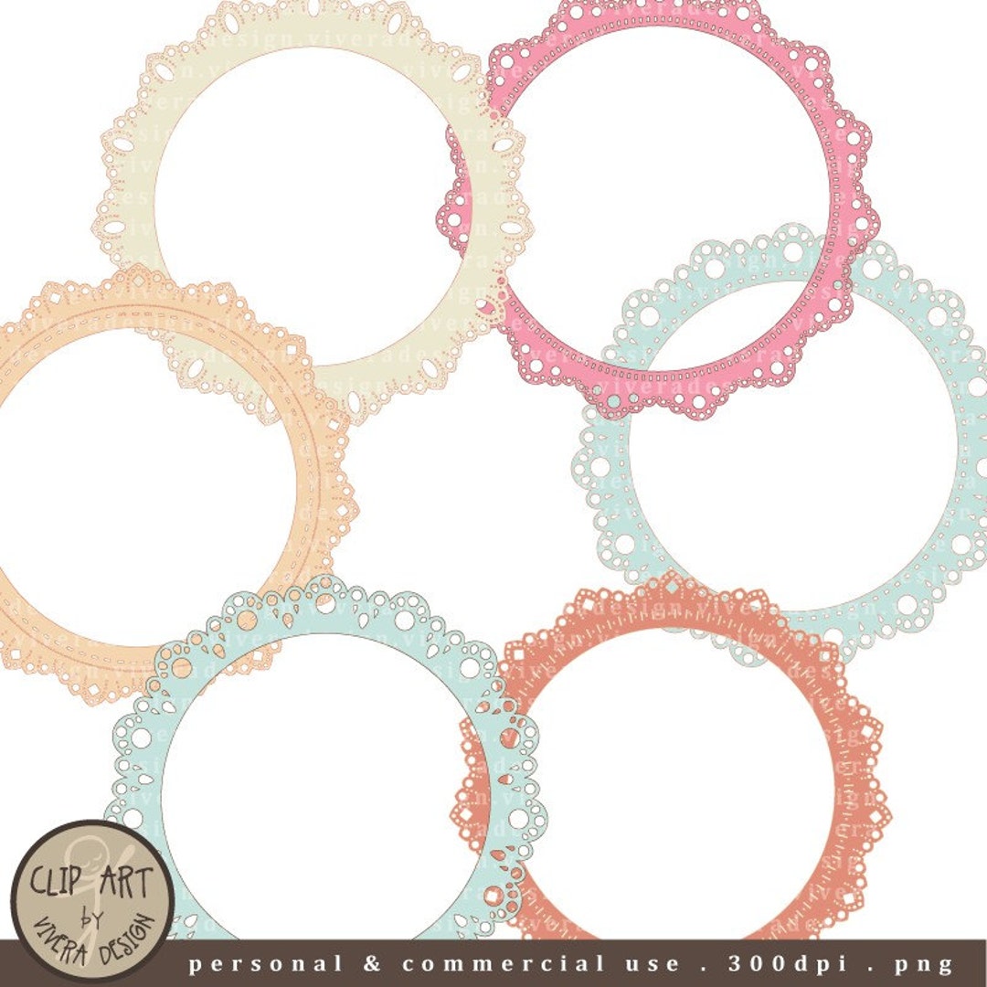 Circle Frames Digital Clipart - Sweet Lace Doilies - Etsy