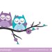 Owl Love Birds in Purple, Turquoise, and Grey Digital Clip Art - Etsy