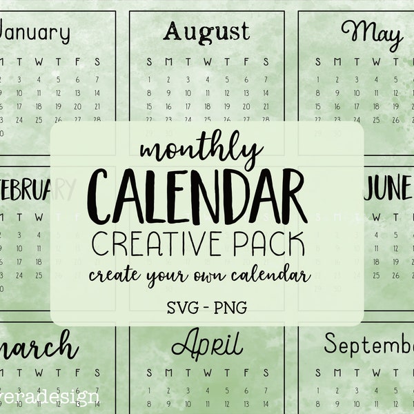 Monthly Calendar Svg - Etsy