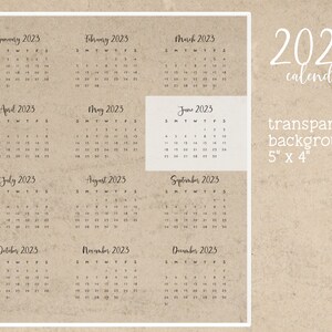 2023 Calendar Clip Art in Fancy Handwritten Font SVG PNG Instant ...