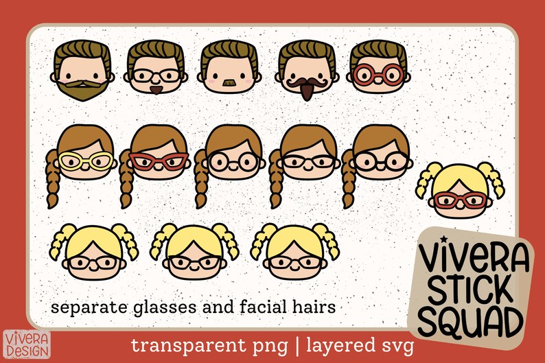 Stick Figure Heads Clipart: 100 Faces, SVG PNG DXF Vector Pack - Etsy