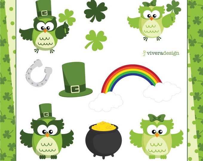 St Patrick Owls Clipart Set - SVG & 14 Pngs | Digital Download - Etsy ...
