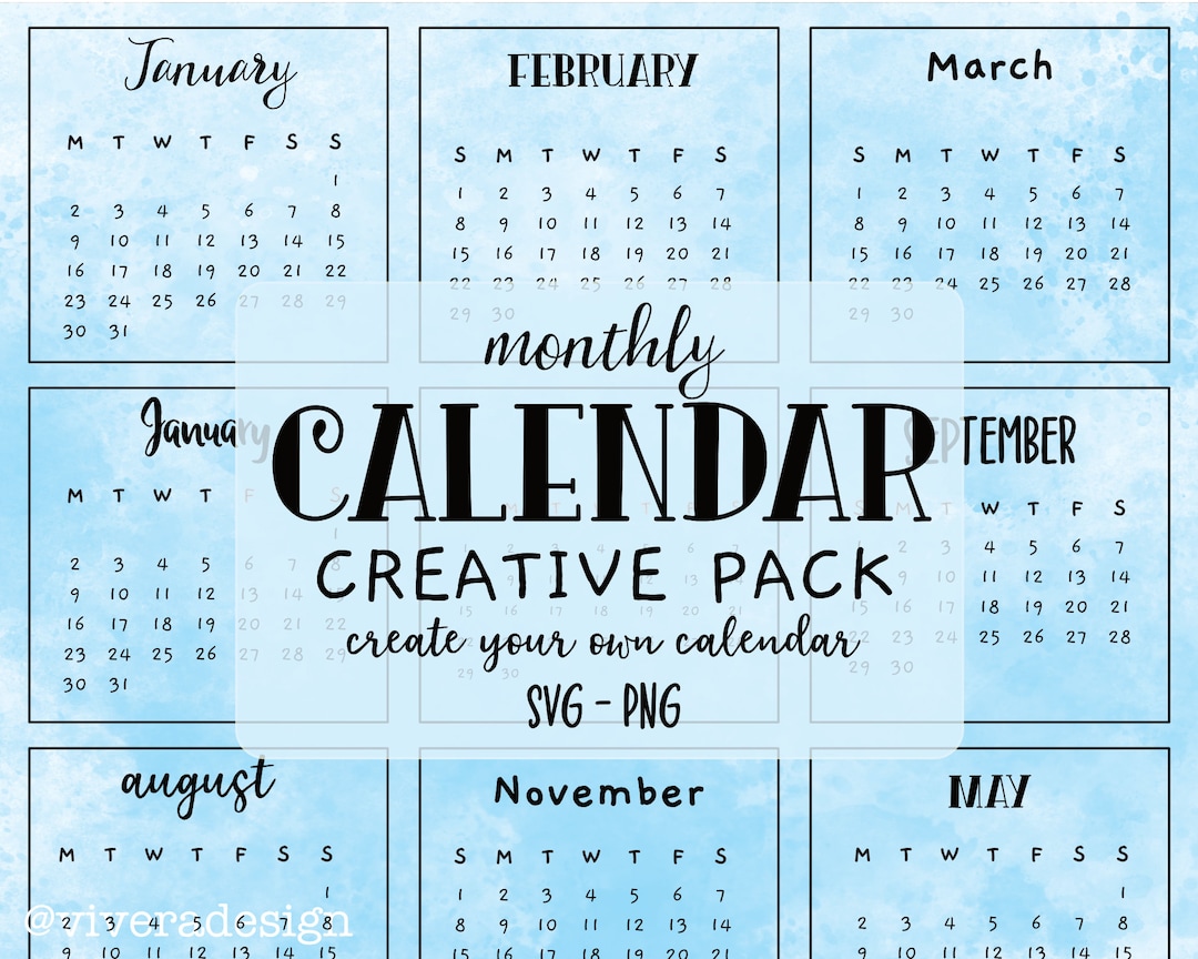 Any Year - Master Calendar - Cute Handwritten Monthly Calendar Creative ...