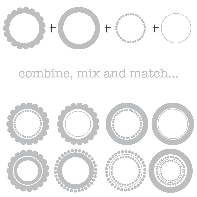 Circle Frames in Grey Digital Clip Art - Etsy