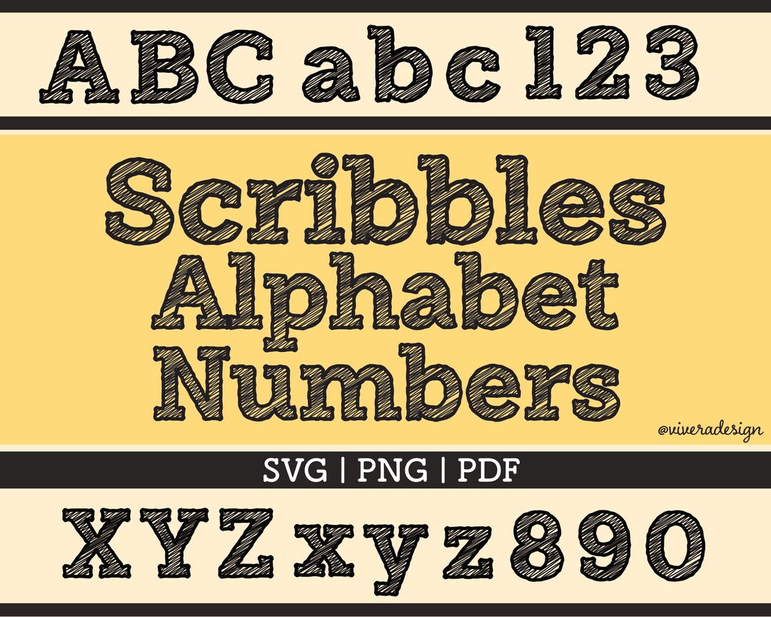 Scribbles Letters | Alphabet and Numbers | SVG | PNG | PDF | Vector ...