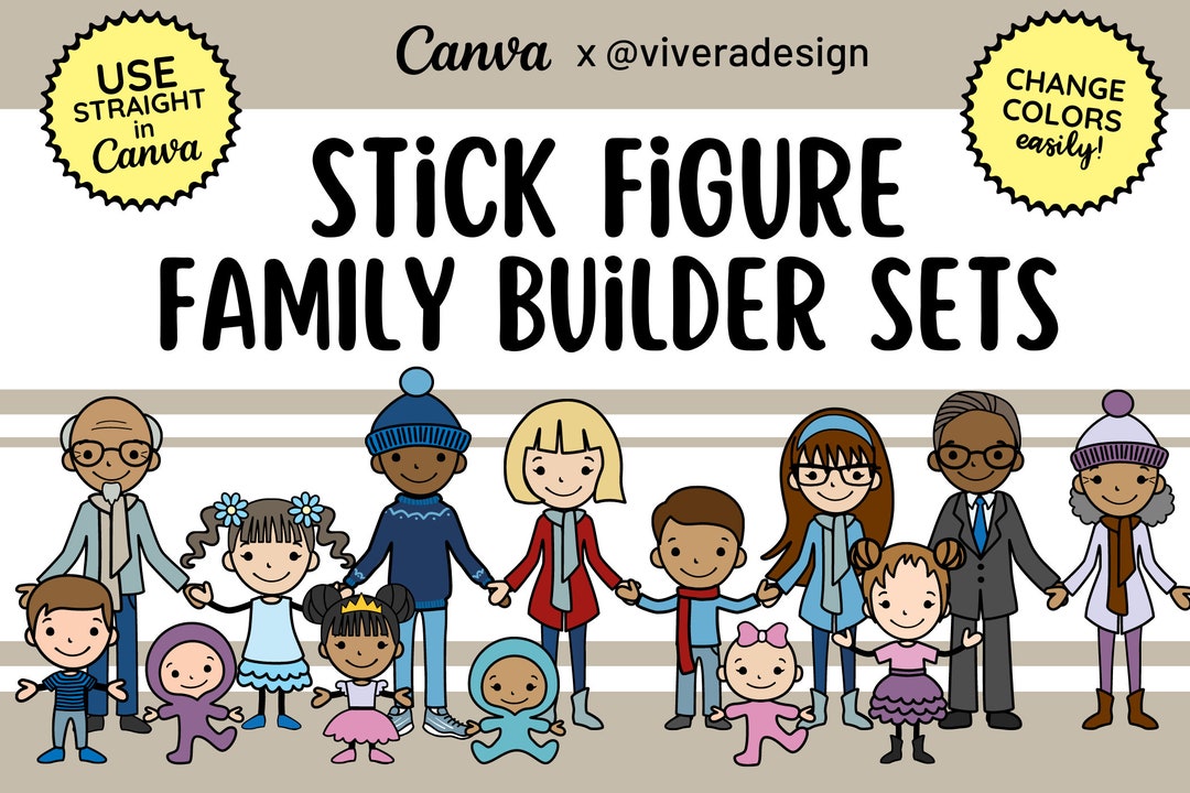 Stick Figure Family Builder Set: Canva Template (digital Download) - Etsy