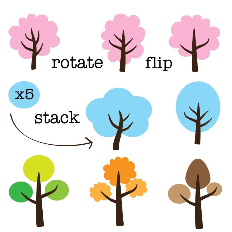 Digital Clip Art Create Your Own Trees | Etsy