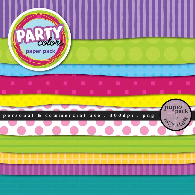 Digital Paper Pack Fun Party Colors | Etsy