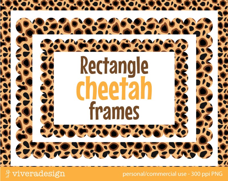 Digital Rectangle Frames Clip Art in Cheetah Pattern | Etsy
