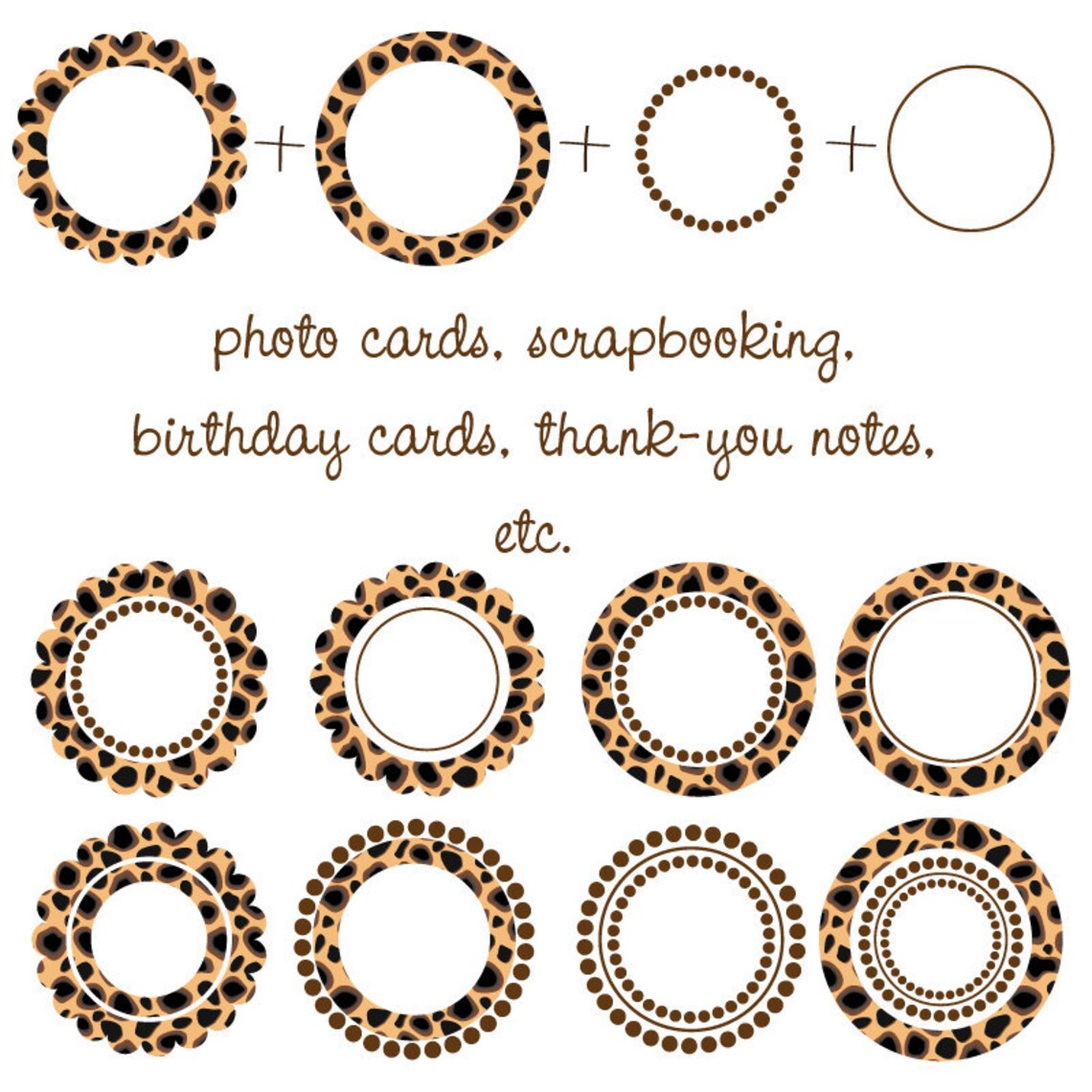Digital Clip Art - Circle Frames in Cheetah Pattern - Etsy