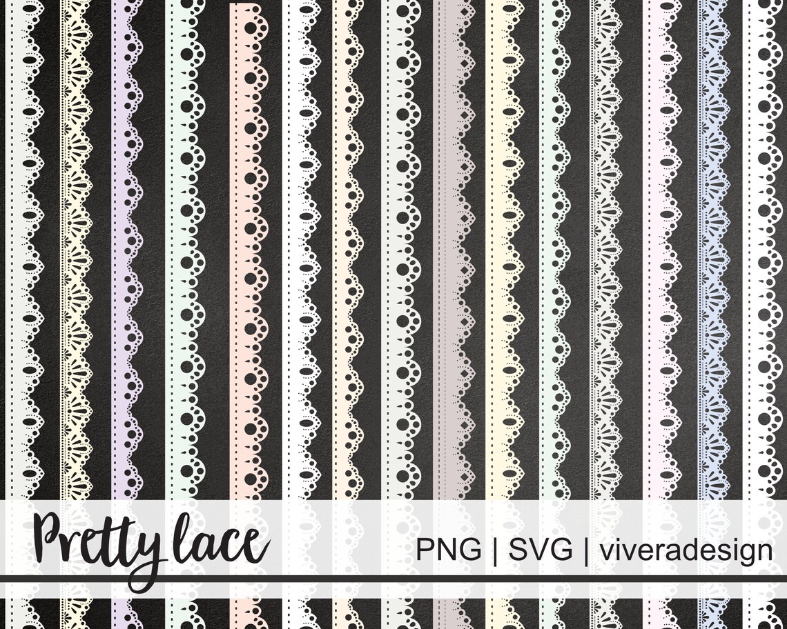 Pretty Lace Ribbons in Pastel PNG SVG Digital Clip Art - Etsy