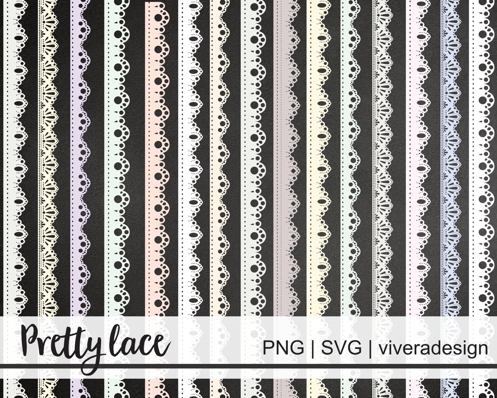 Pretty Lace Ribbons in Pastel PNG SVG Digital Clip Art - Etsy