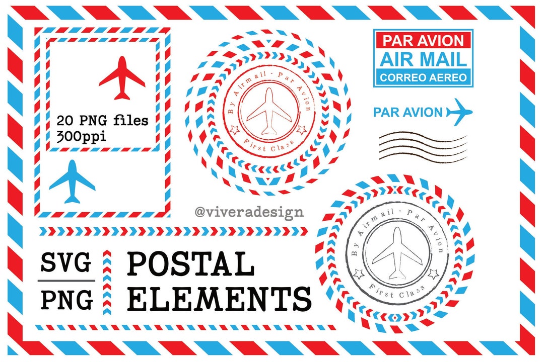 Airmail Frames & Cliparts: Postal Stamp Graphics (digital Download) - Etsy