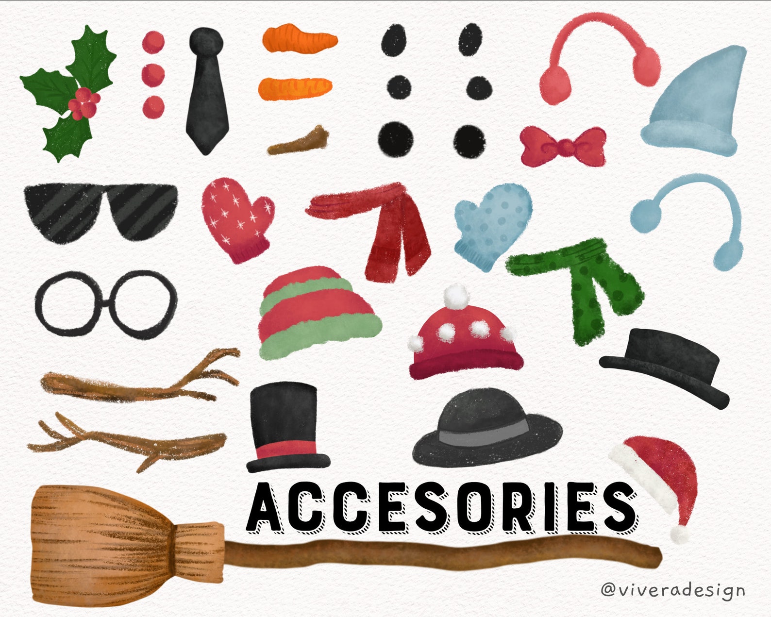 Handpainted Build A Snowman Clipart Winter Scene Clipart | Etsy