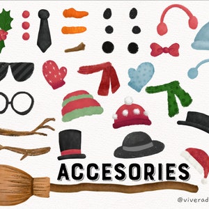 Handpainted Build A Snowman Clipart - Winter Scene Clipart - Snow ...