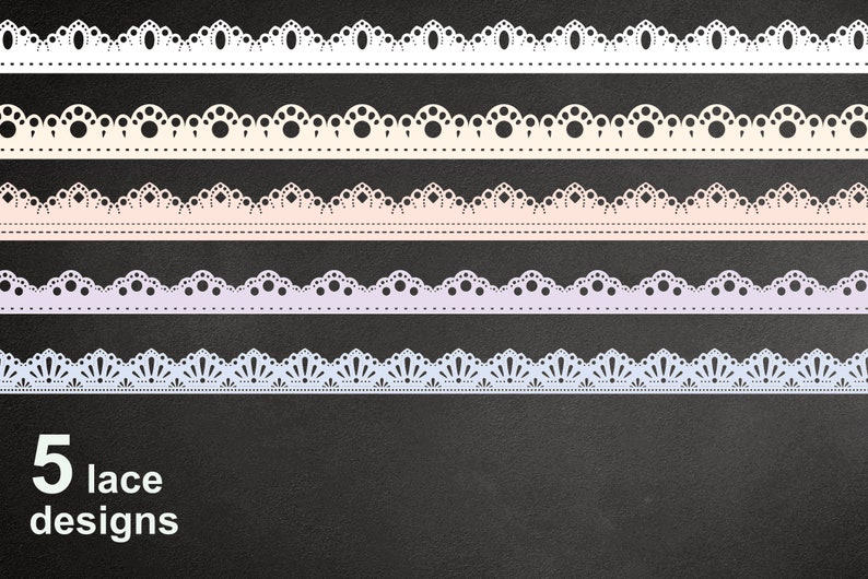 Pretty Lace Ribbons in Pastel PNG SVG Digital Clip Art - Etsy