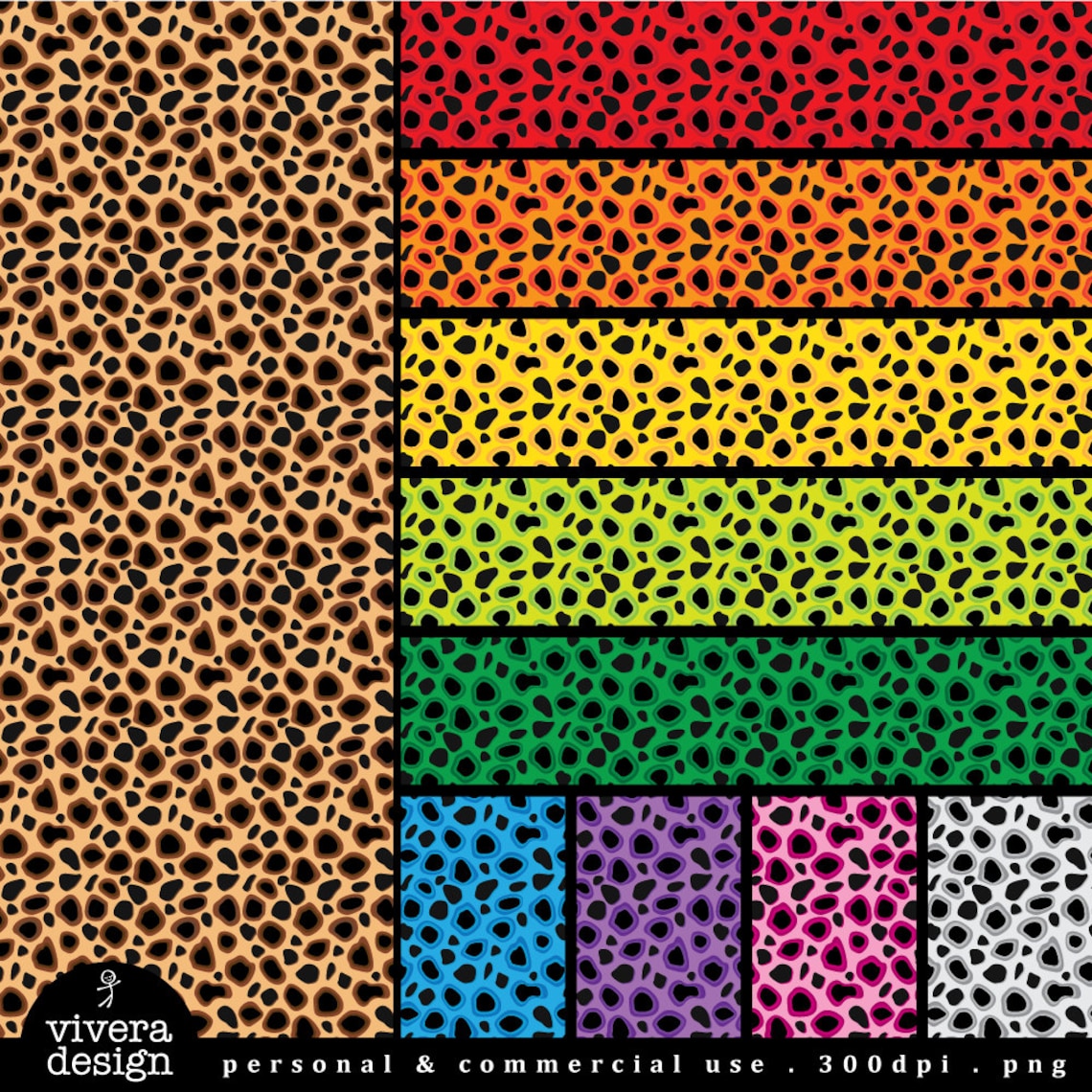 Digital Paper Pack Colorful Cheetah 10 Digital Papers - Etsy