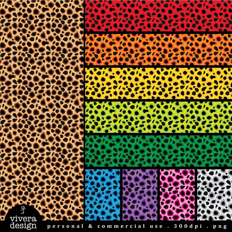 Digital Paper Pack - Colorful Cheetah - 10 Digital Papers - Etsy