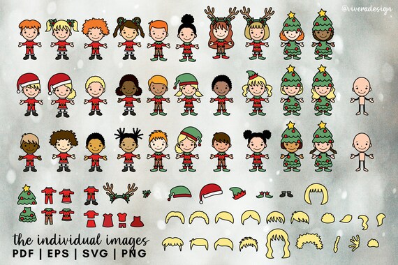 Christmas Family Children Stick Figure Vector Creative Clipart ...