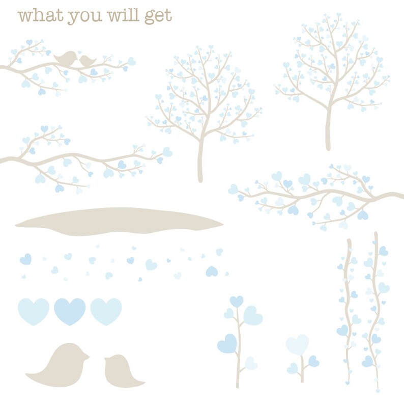 The Winter Heart Tree Digital Clip Art Instant Download | Etsy