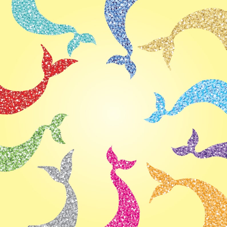 Glam Sparkly Mermaid Tail Clip Art Two Styles 10 - Etsy