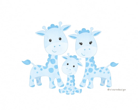 Blue Baby Giraffe Cartoon