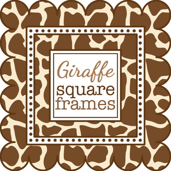 Digital Clip Art Square Frames in Giraffe Pattern | Etsy