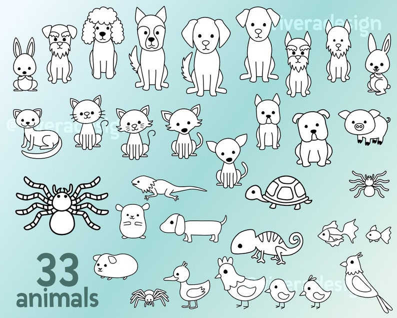 Family Pet Stick Figures SVG PNG EPS Black Lines White - Etsy