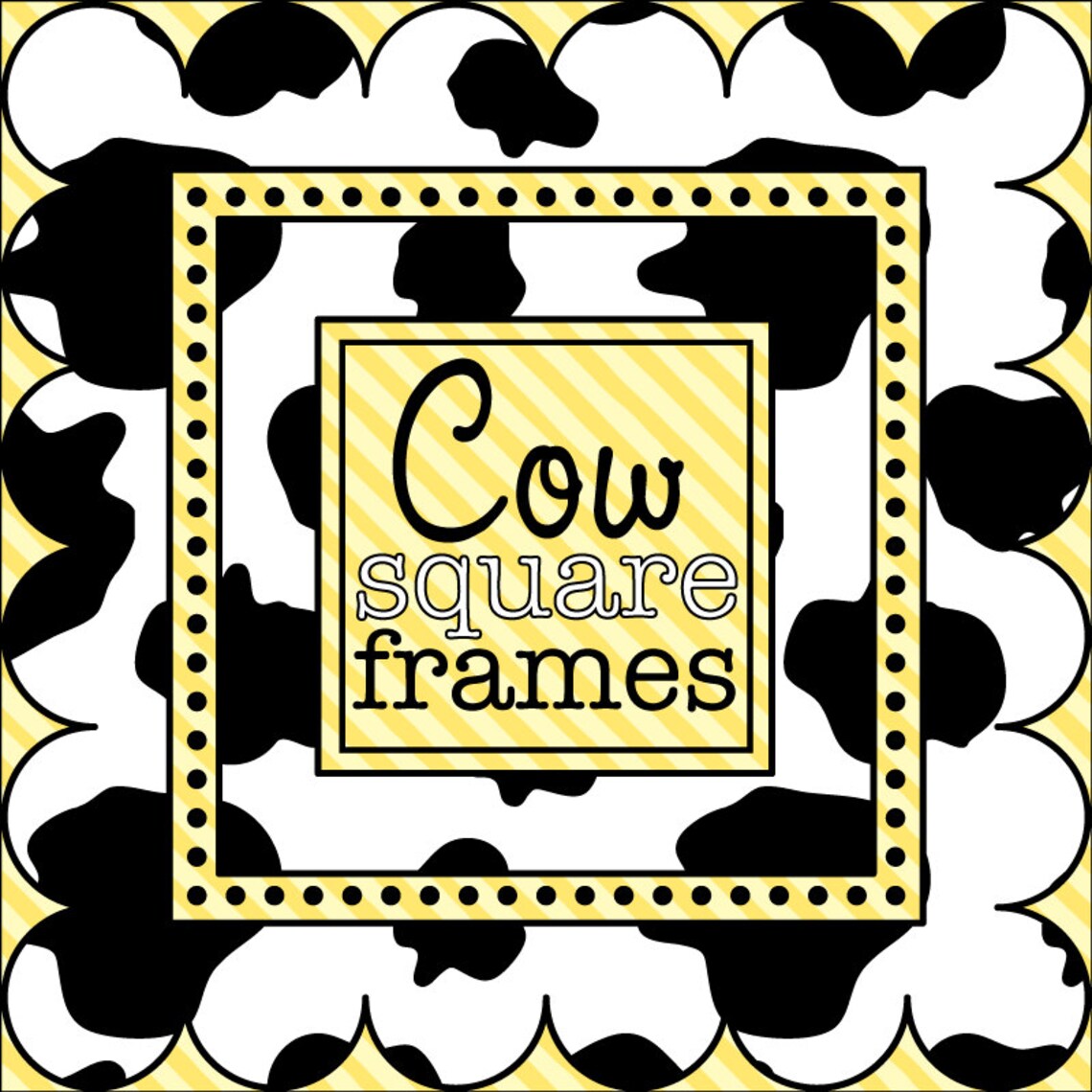 Square Frames in Cow Print Digital Clipart | Etsy