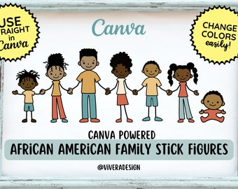 African American Stick Figure Family Svg - Etsy UK