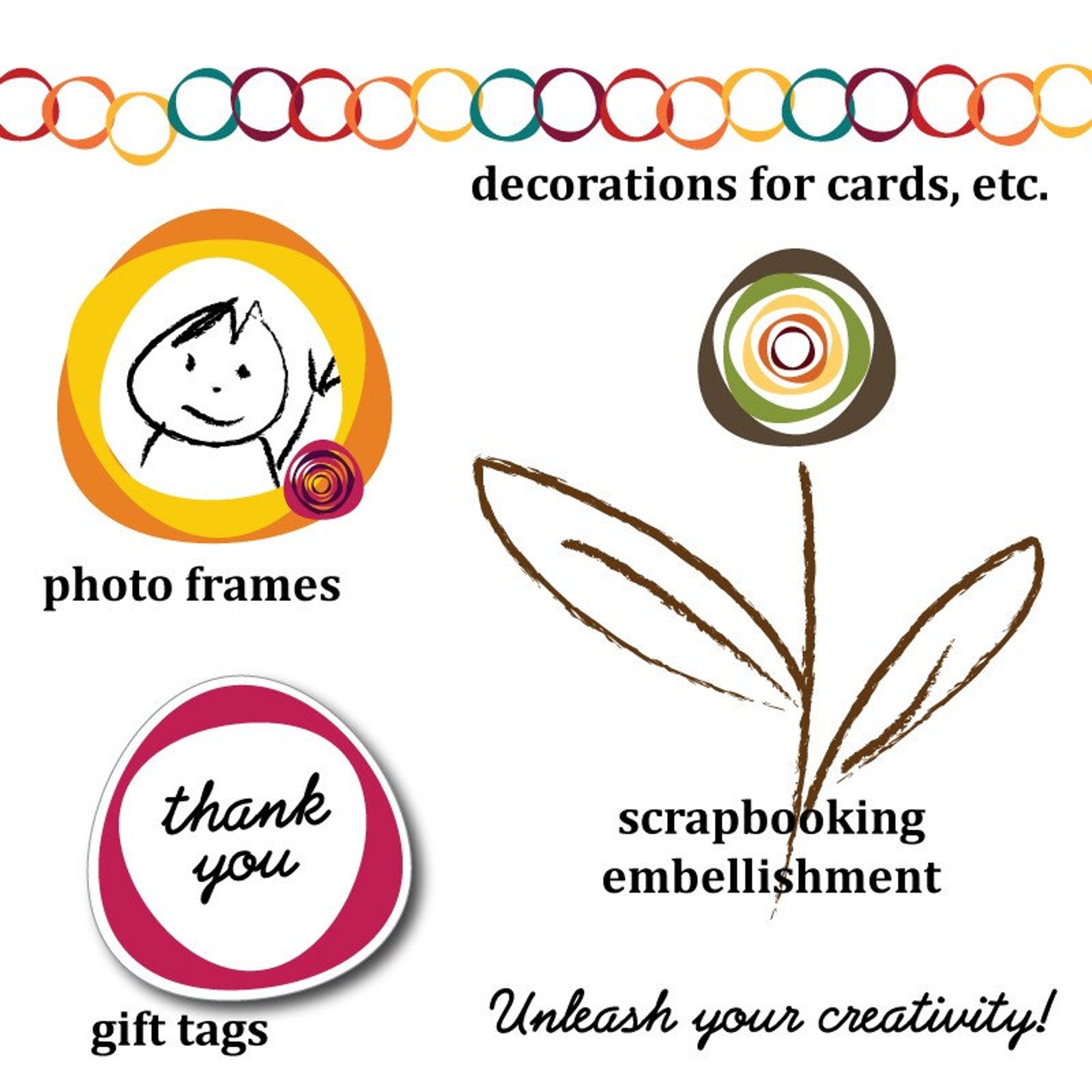 Loopy Circle Frames - 20 Modern Super Versatile Frames - Digital Clip ...