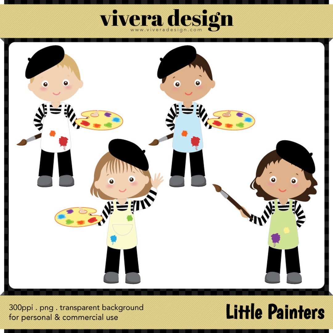 Little Painter Digital Clip Art - Easel - Kids Character - Instant ...