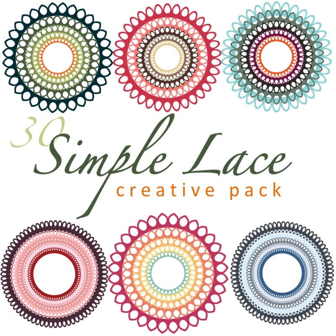 Digital Clip Art - Circle Frames - Simple Lace Creative Pack - Etsy
