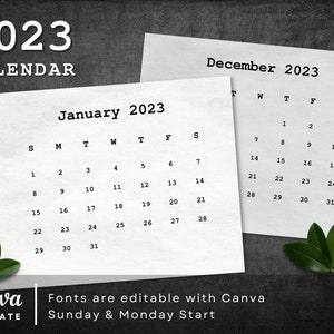 Editable 2023 Calendar Clip Art in Cute Typewriter Font - Etsy Australia