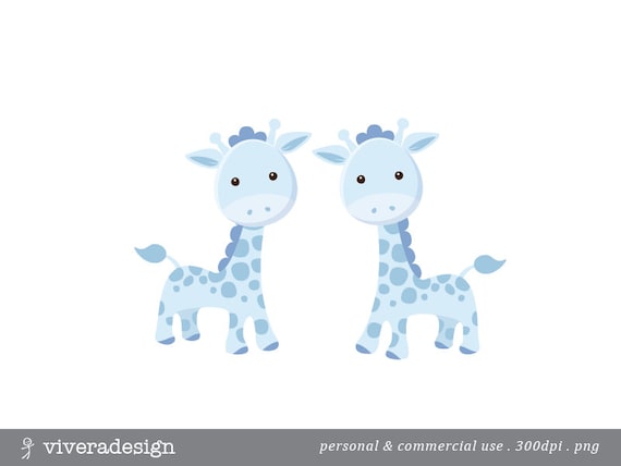 Blue Baby Giraffe Cartoon