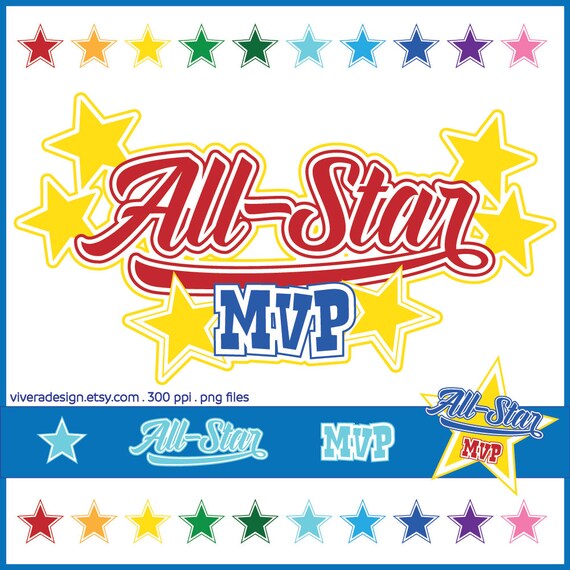 Digital Clip Art All-Star MVP and Stars Cliparts in ten | Etsy