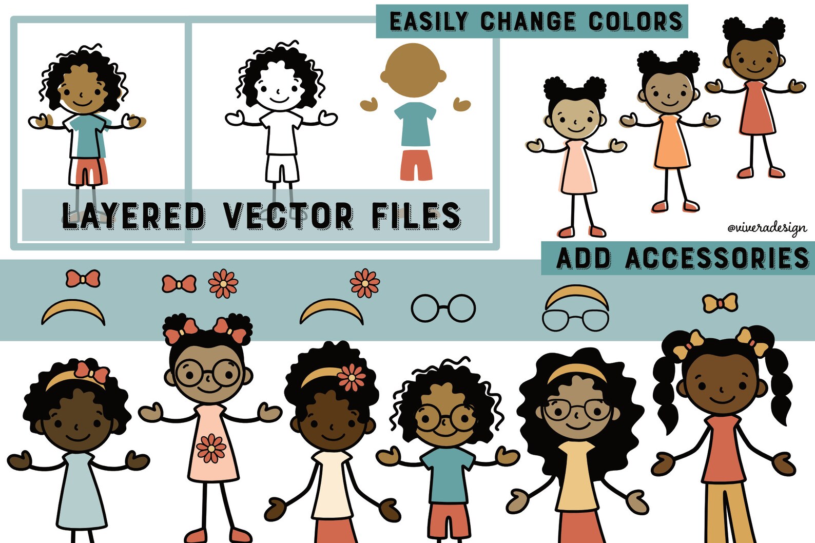 American African Family Stick Figures SVG PDF EPS Line - Etsy