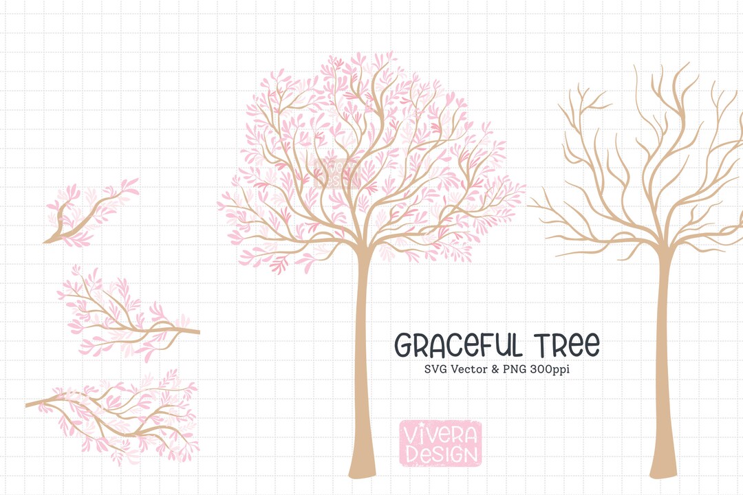 Pink Graceful Tree | PNG & SVG | Digital Clip Art | Instant Download - Etsy