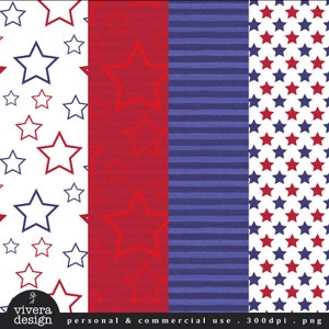 Fourth of July - Independence Day Digital Paper Pack - Star Stripes ...