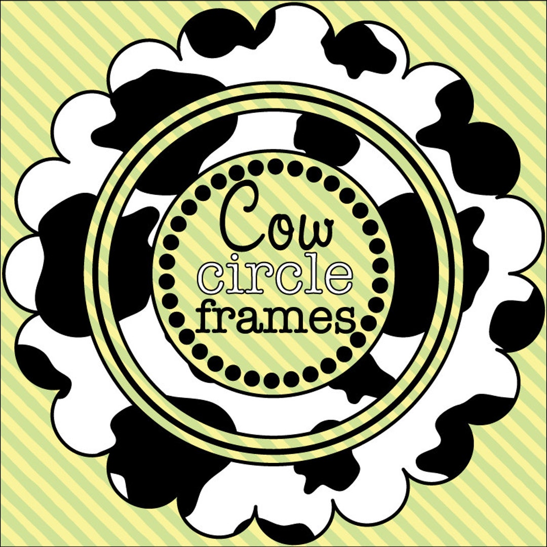 Digital Clip Art - Circle Frames in Moo Moo Cow Pattern - Etsy