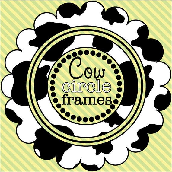 Digital Clip Art Circle Frames in Moo Moo Cow Pattern - Etsy
