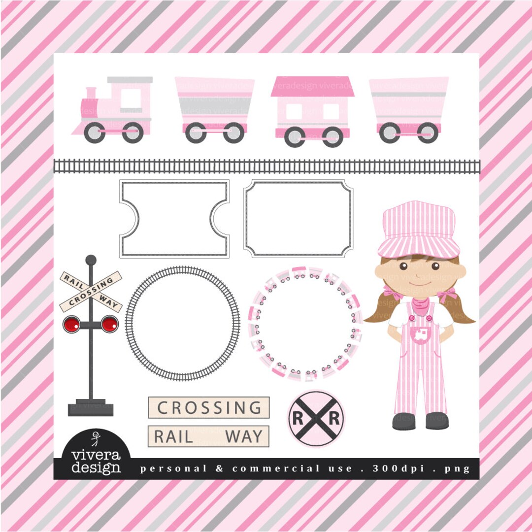 All Aboard the Party Train Clip Art - in Silver and Pink - for Girls - Etsy