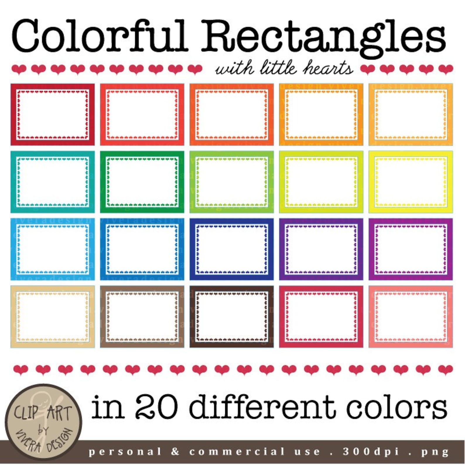 Digital Rectangle Frames 20 Colorful Rectangles With Little - Etsy
