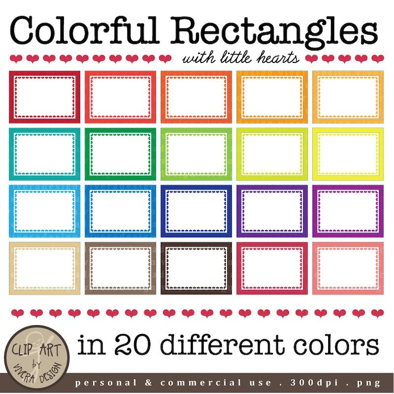 Digital Rectangle Frames 20 Colorful Rectangles With Little - Etsy