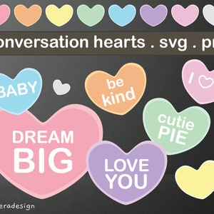 Candy Heart Clip Art | Conversation Hearts SVG | PNG - Valentine ...